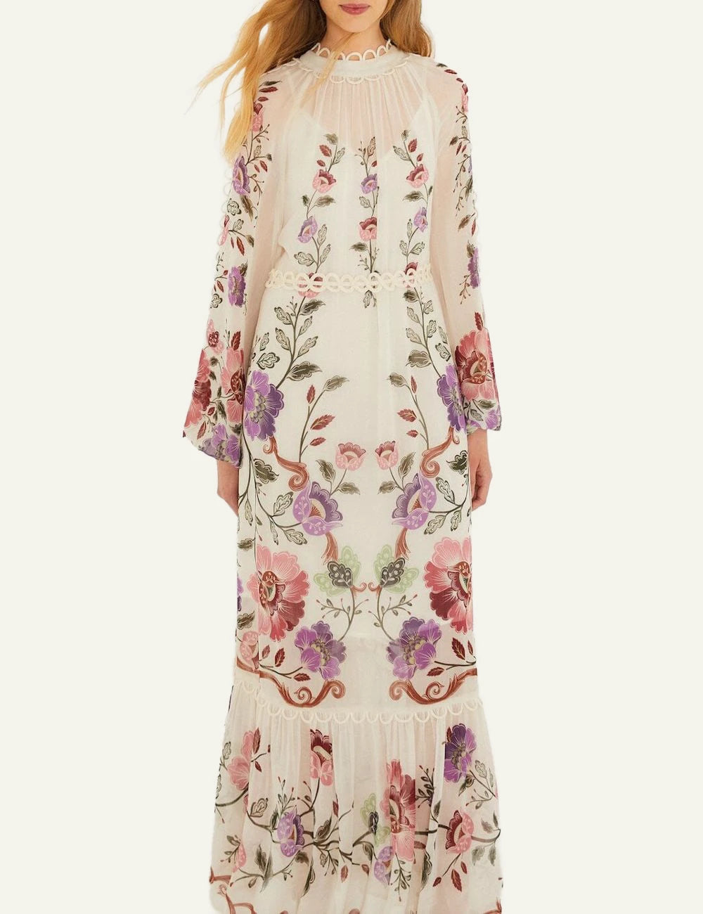 FARM RIO ROCOCO FLOWERS CREAM MINI DRESS – Simple Caracters