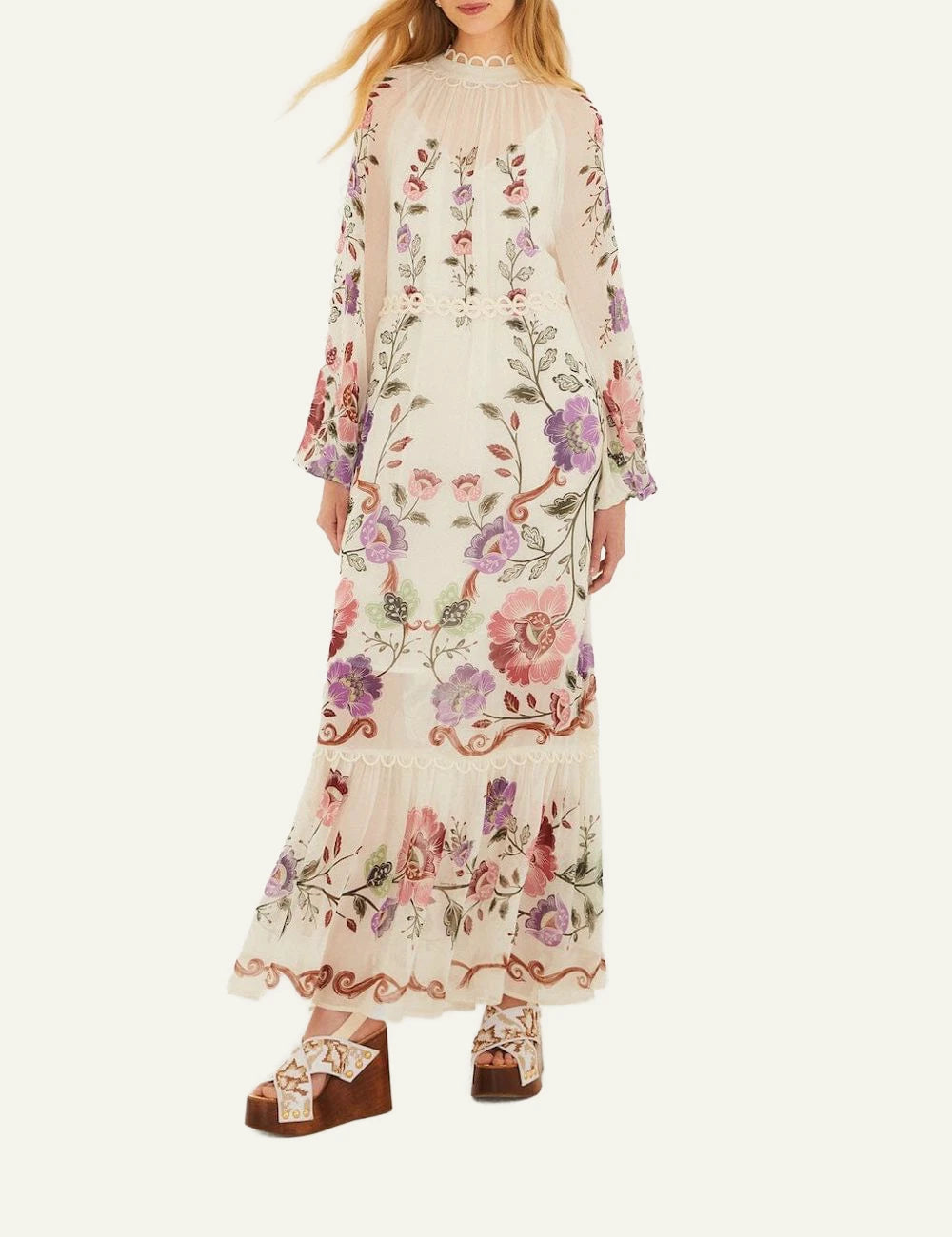 FARM RIO ROCOCO FLOWERS CREAM MINI DRESS – Simple Caracters